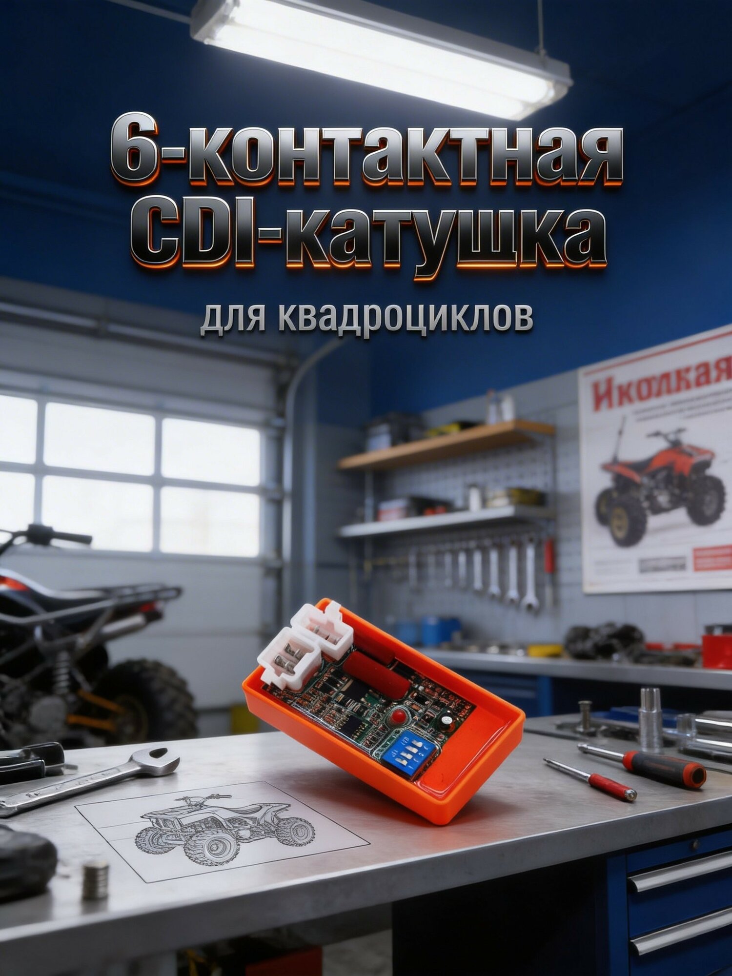 6-контактный CDI блок для квадроциклов и мотоциклов, двойной выход, совместим с байками и мопедами 110–300 куб. см