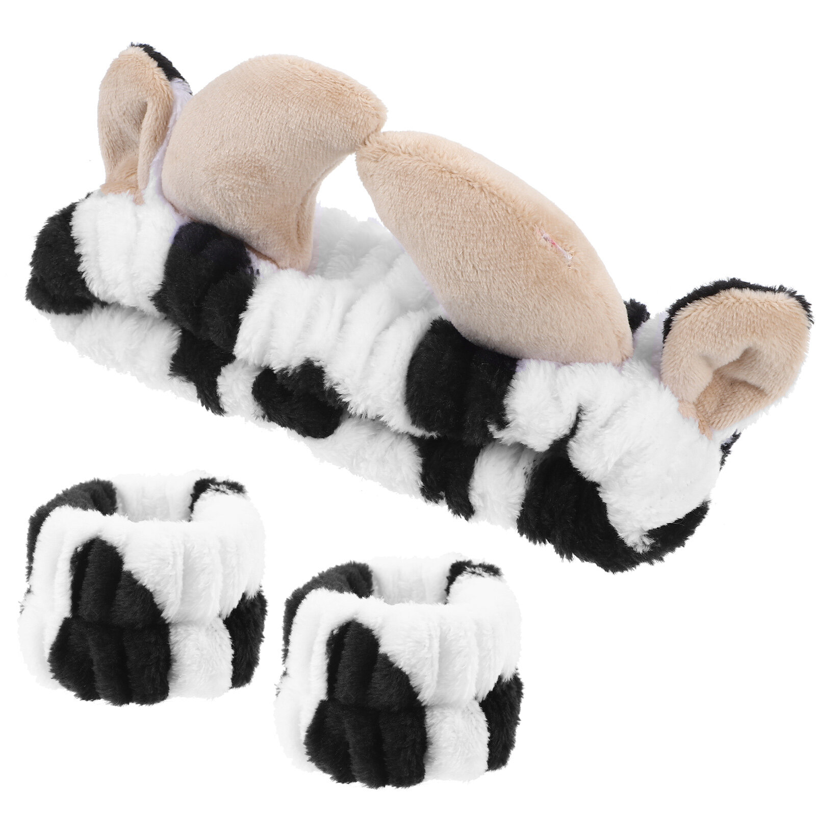 Повязка на голову с коровьим принтом, повязка на голову с рогами, женский браслет для умывания лица, набор повязок на голову (2 комплекта)