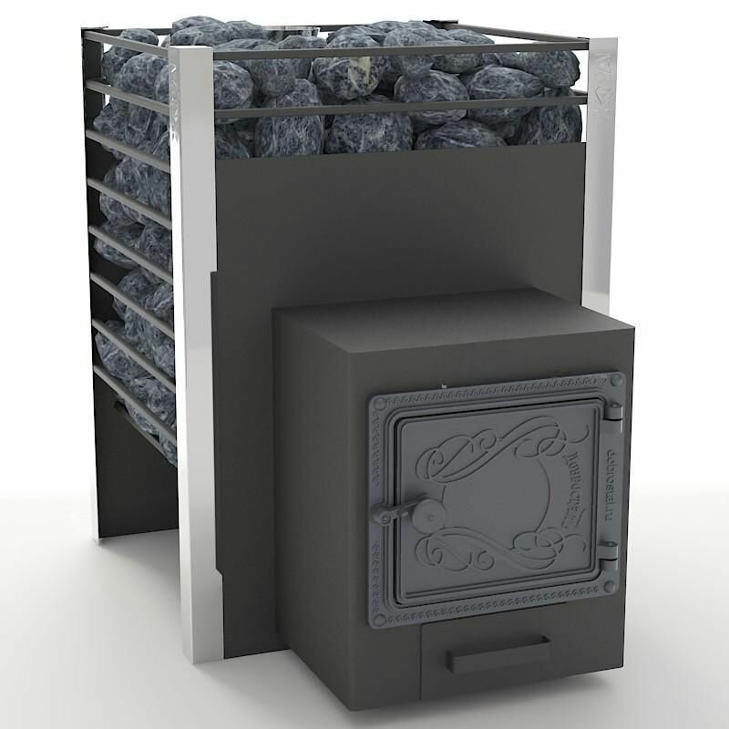 Печь банная Жара Люкс 30 дровяная, сетка каменка, закрытая каменка, для бани, сталь 8мм