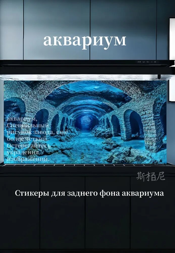 Фон для аквариума Декорации Древний путь под водой (3) ,150(ш)x60(в) см