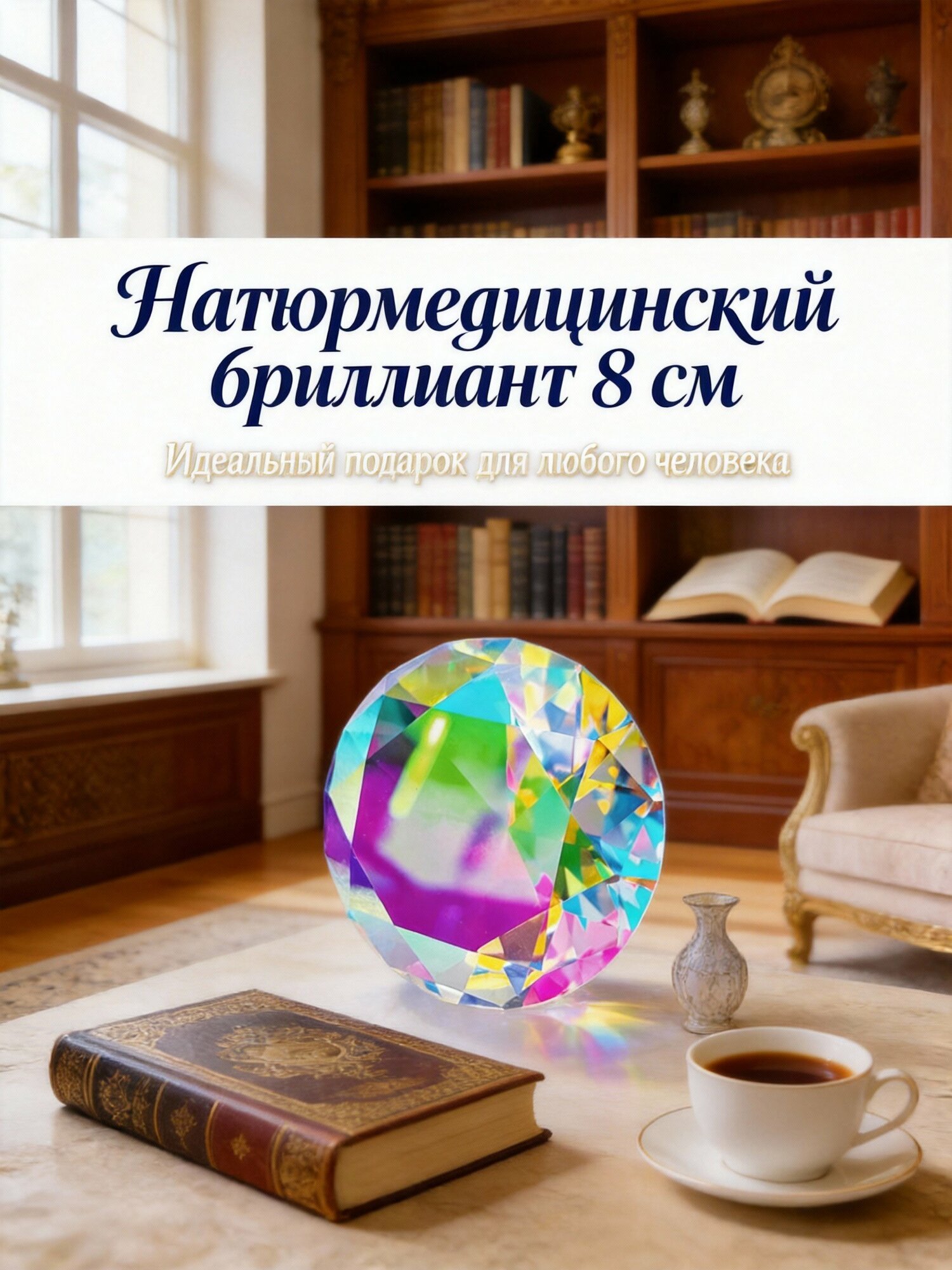 Хрустальный радужный бриллиант 8 см, декор для дома и мероприятий высокого качества