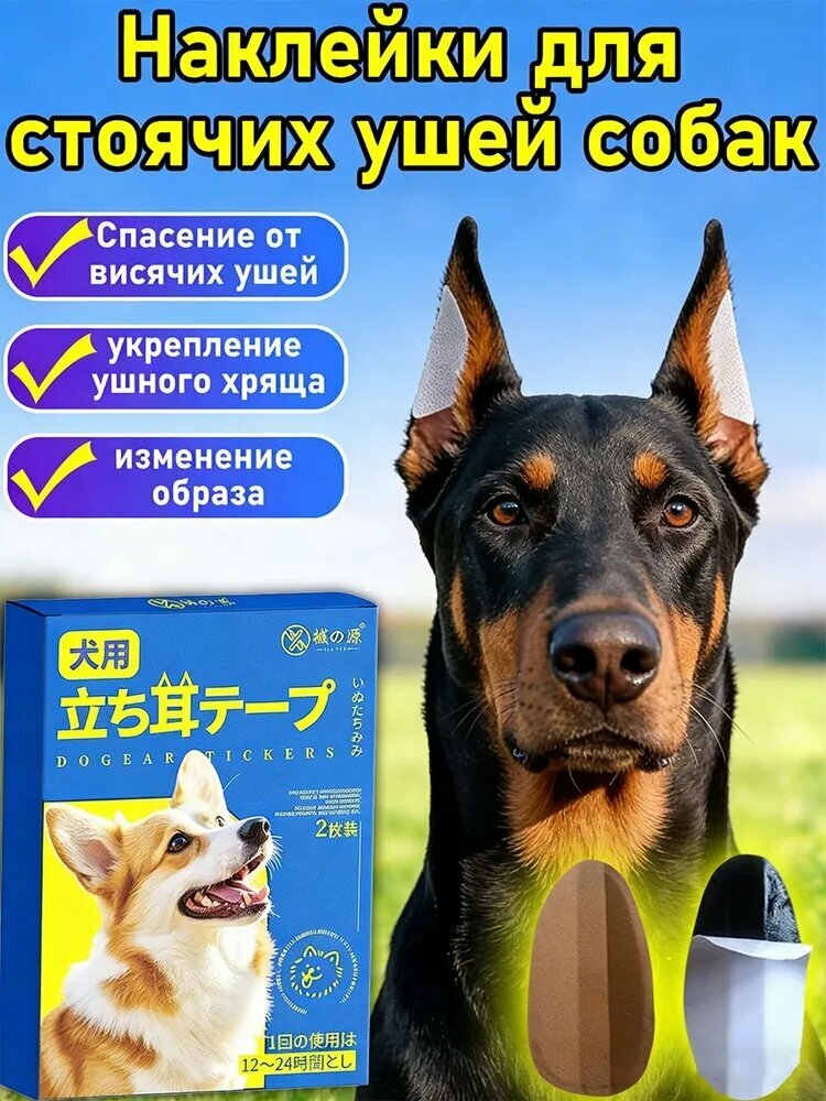 Наклейки для стабилизации ушей собак, ортопедический пластырь для коррекции ушей добермана 2 комплекта/коробка