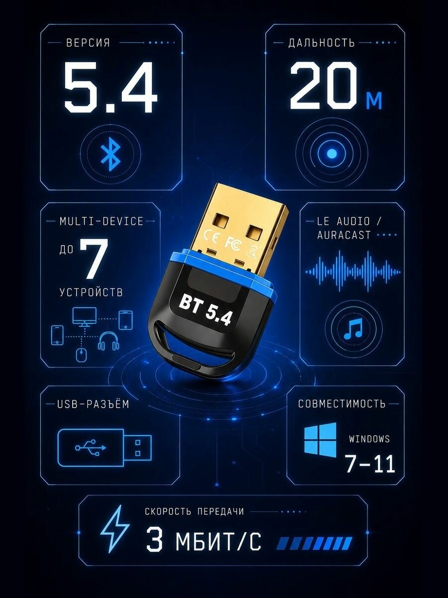 Адаптер USB Bluetooth 5.4