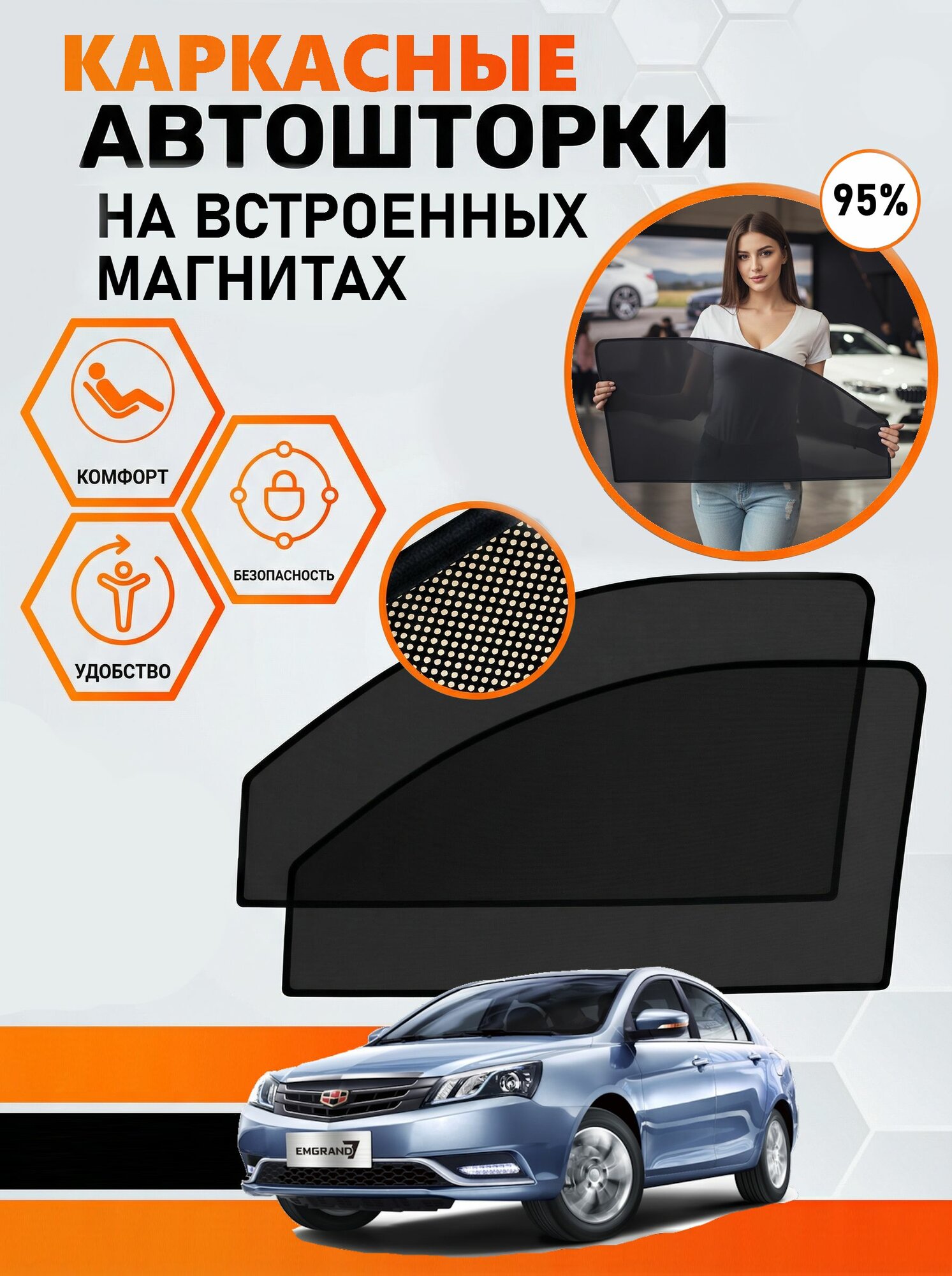 Автошторки Джили Эмгранд Geely emgrand ec7 передние