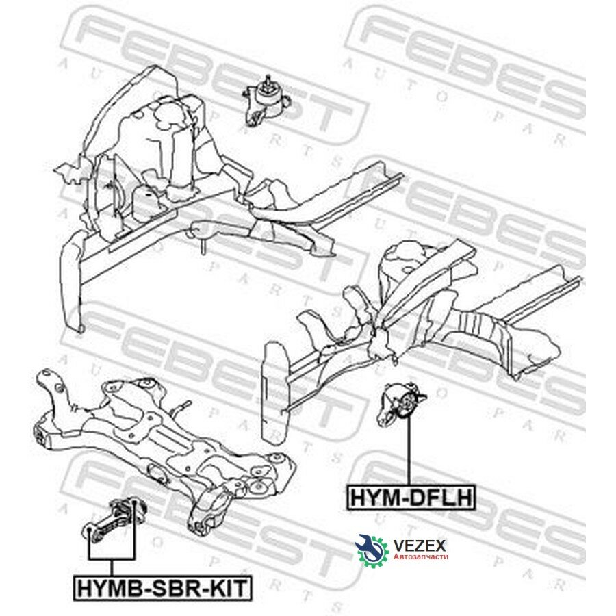 FEBEST HYM-DFLH подушка двигателя левая HYM-DFLH