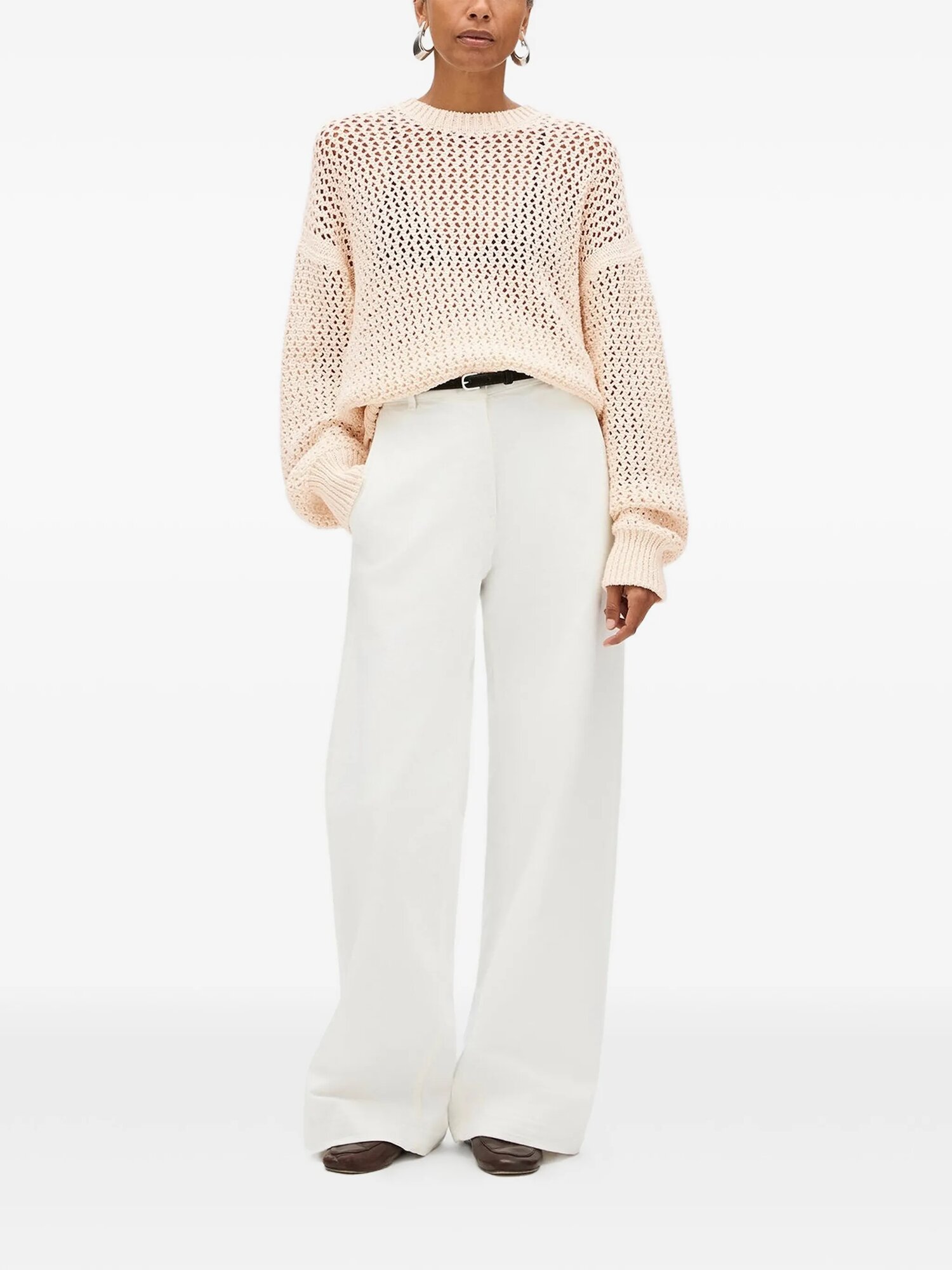 Свитер Another Tomorrow Open-knit crew-neck sweater, размер 44, , разноцветный — фото 1