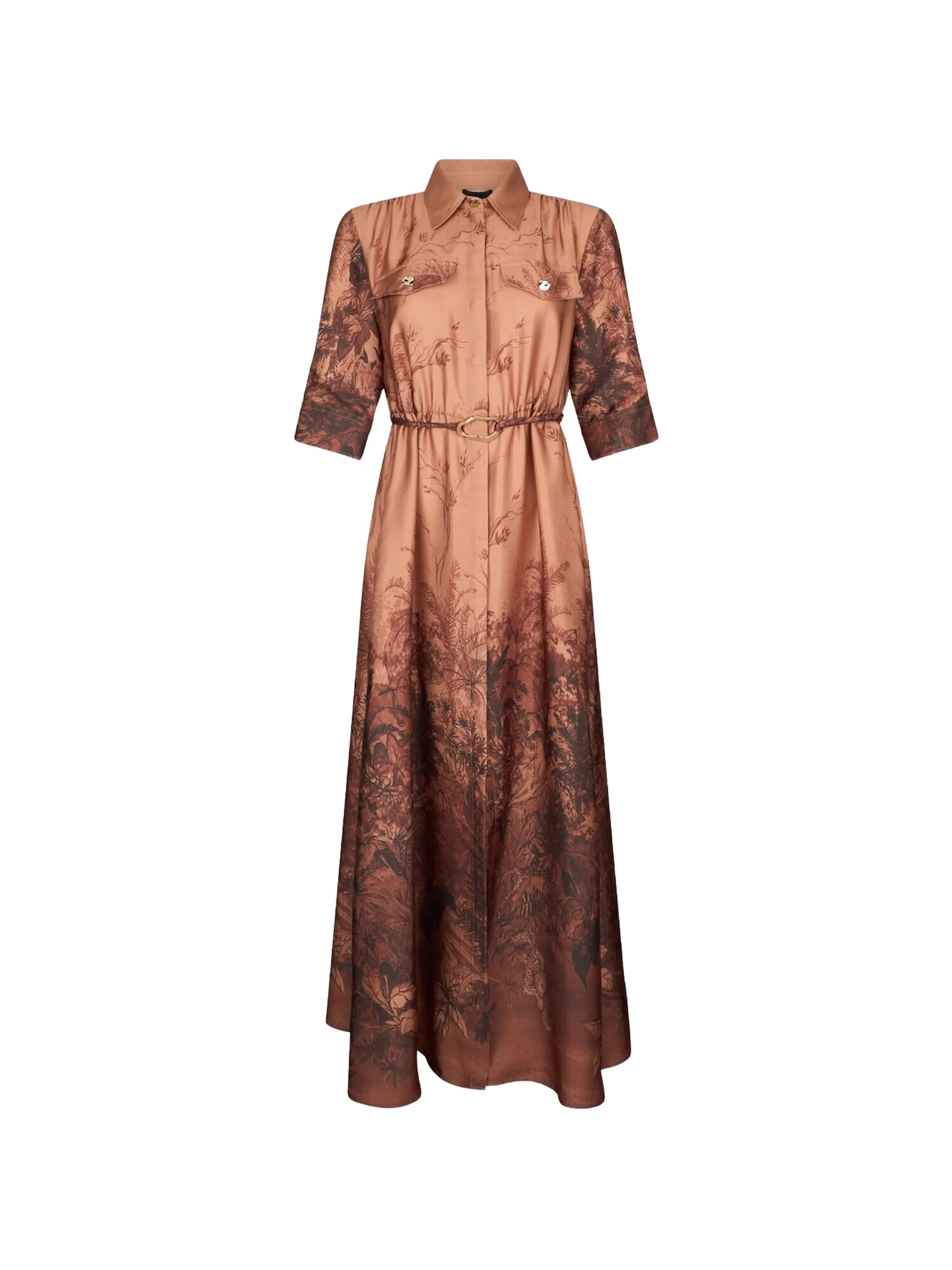 Платье Printed belted shirt maxi dress