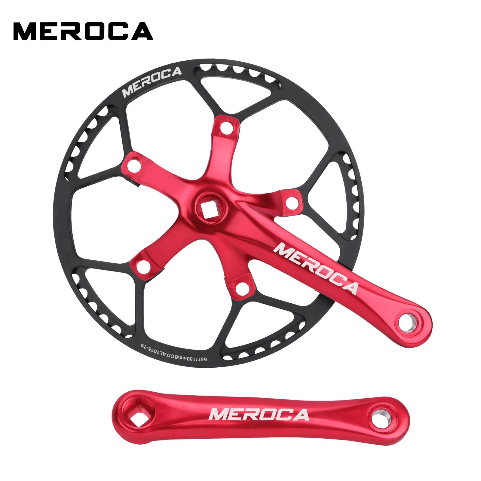 MEROCA Квадратные шатуны 170 мм 130 BCD с ведущими звездами 45T, 47T, 53T, Розовый, 45T, Black Red