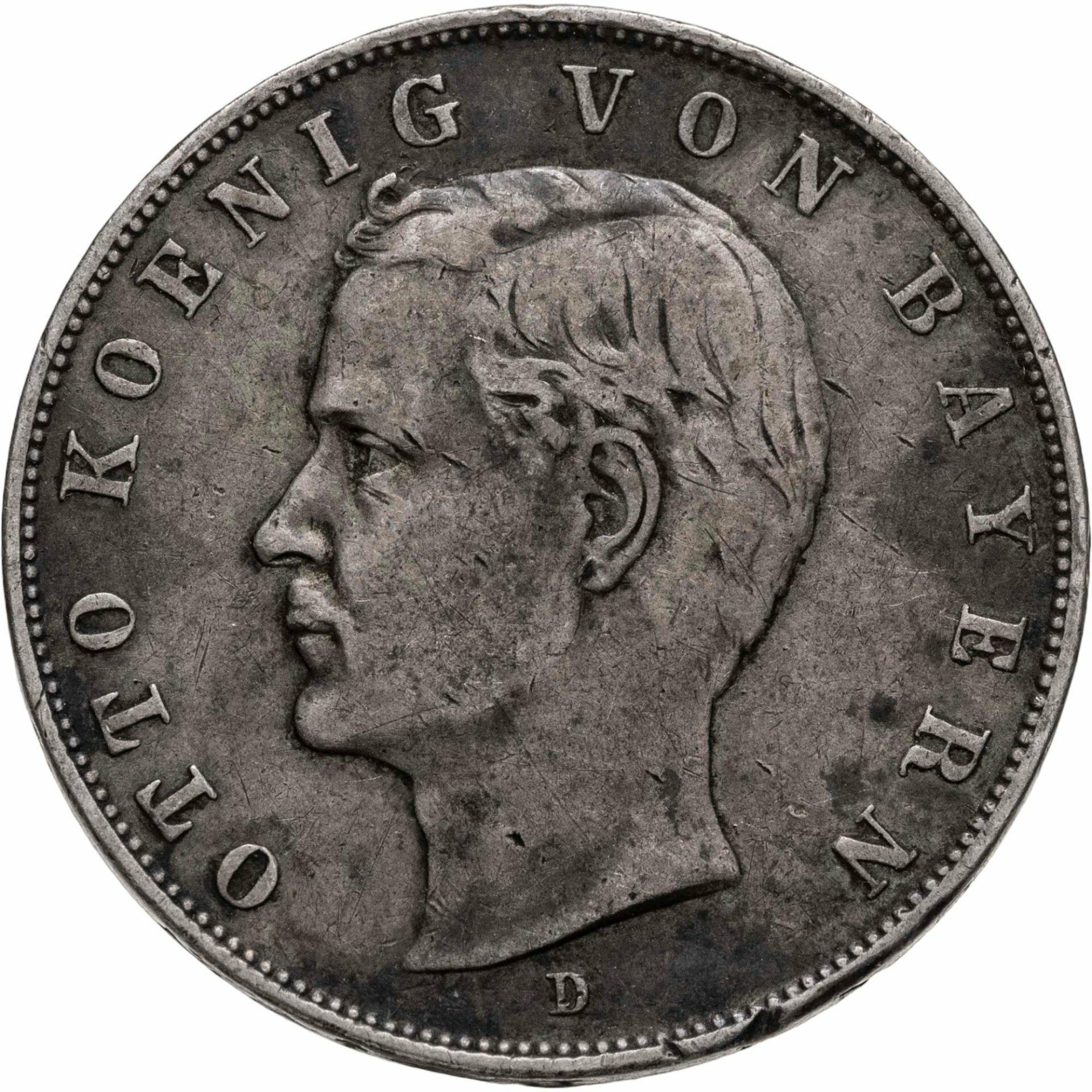 Германия Империя 3 марки mark 1909 D Бавария, Серебро 900, в сохранности VF