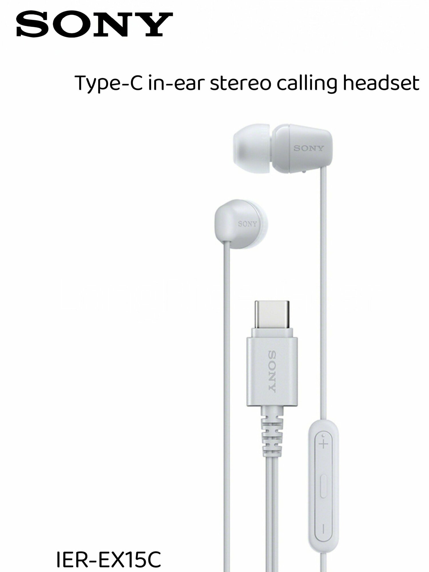 Sony Наушники проводные с микрофоном IER-EX15C, USB Type-C, белый