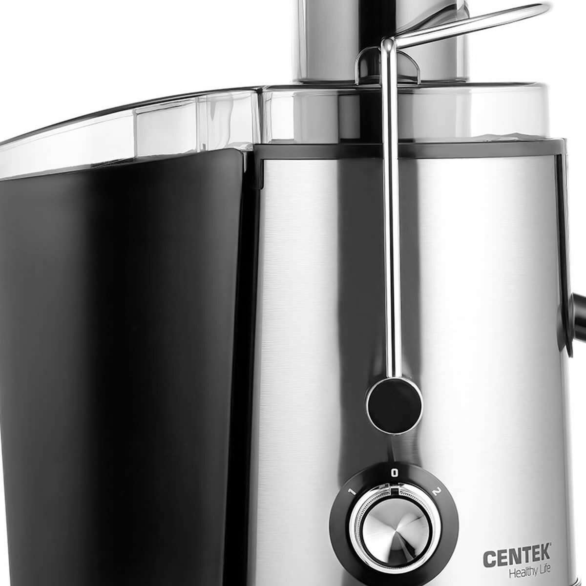 Соковыжималка Centek CT-1209, 600Вт, стакан 0,5л, емкость для жмыха 1,5л, металл, сталь/черный (CT-1209), 4шт.