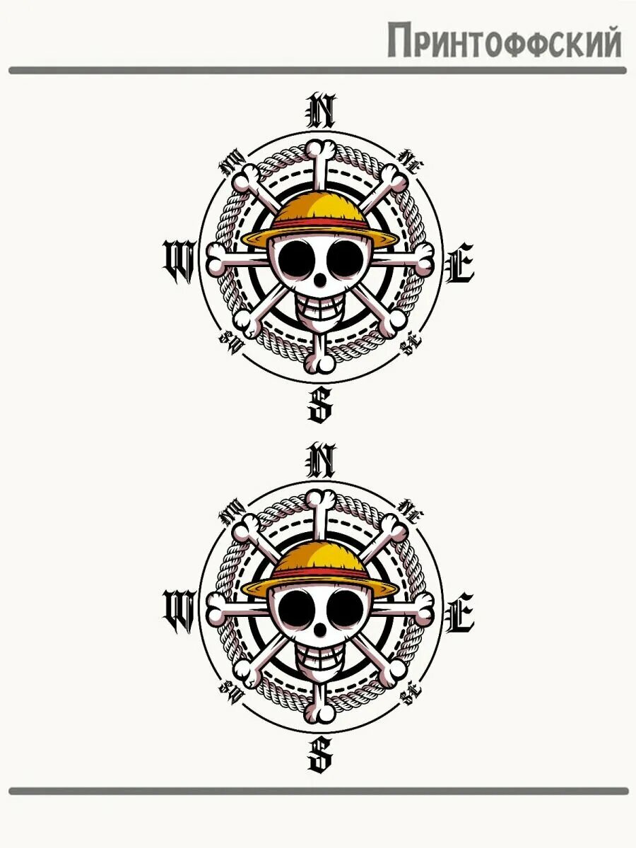 2-е (Две) Термонаклейки one piece аниме