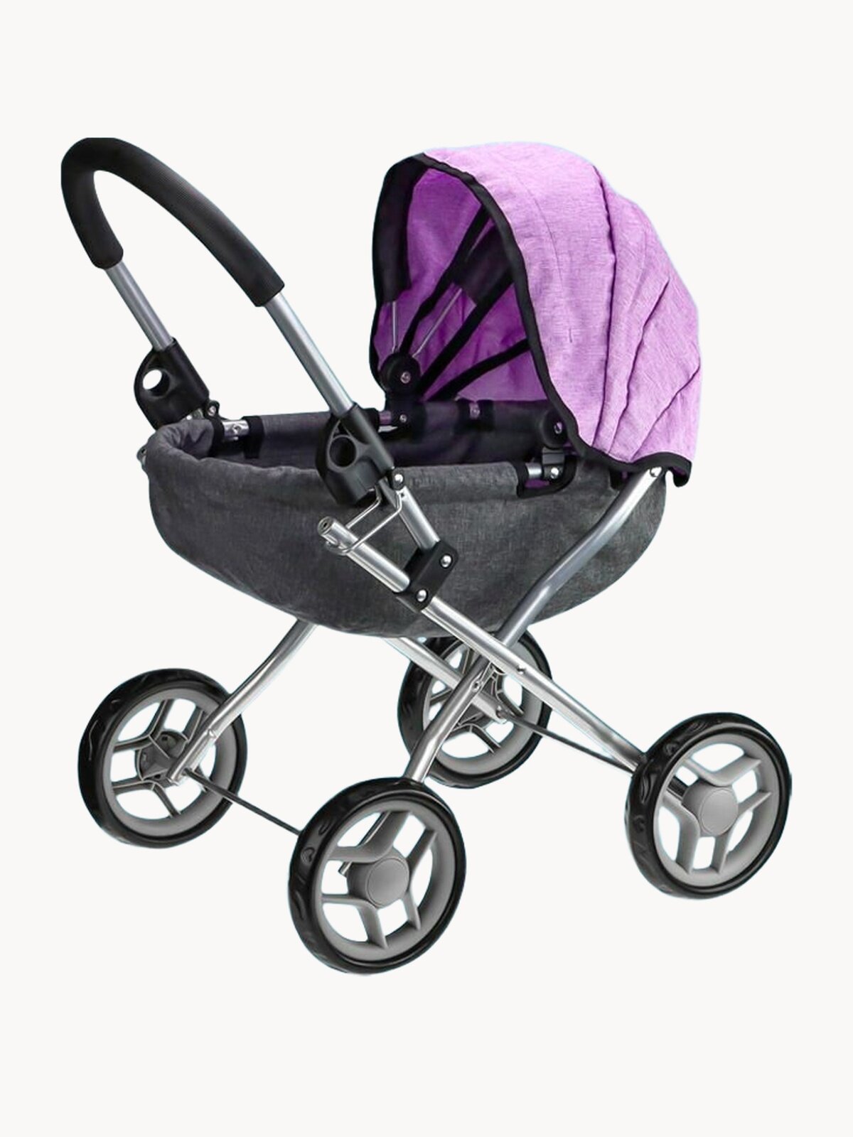 Детская коляска для кукол до 45 см с люлькой, металлическая. Размер 56х35 см. Подарок для девочек 3+