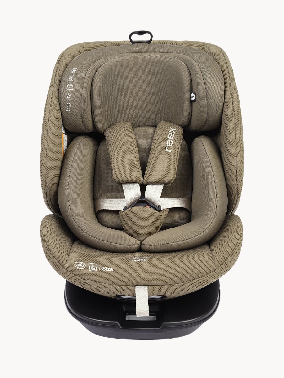 Автокресло детское Reex Happy Baby, поворот на 360, от 0 до 12 лет, 0/1/2/3 (до 36 кг), Isofix, рост 40-150см, оливковое