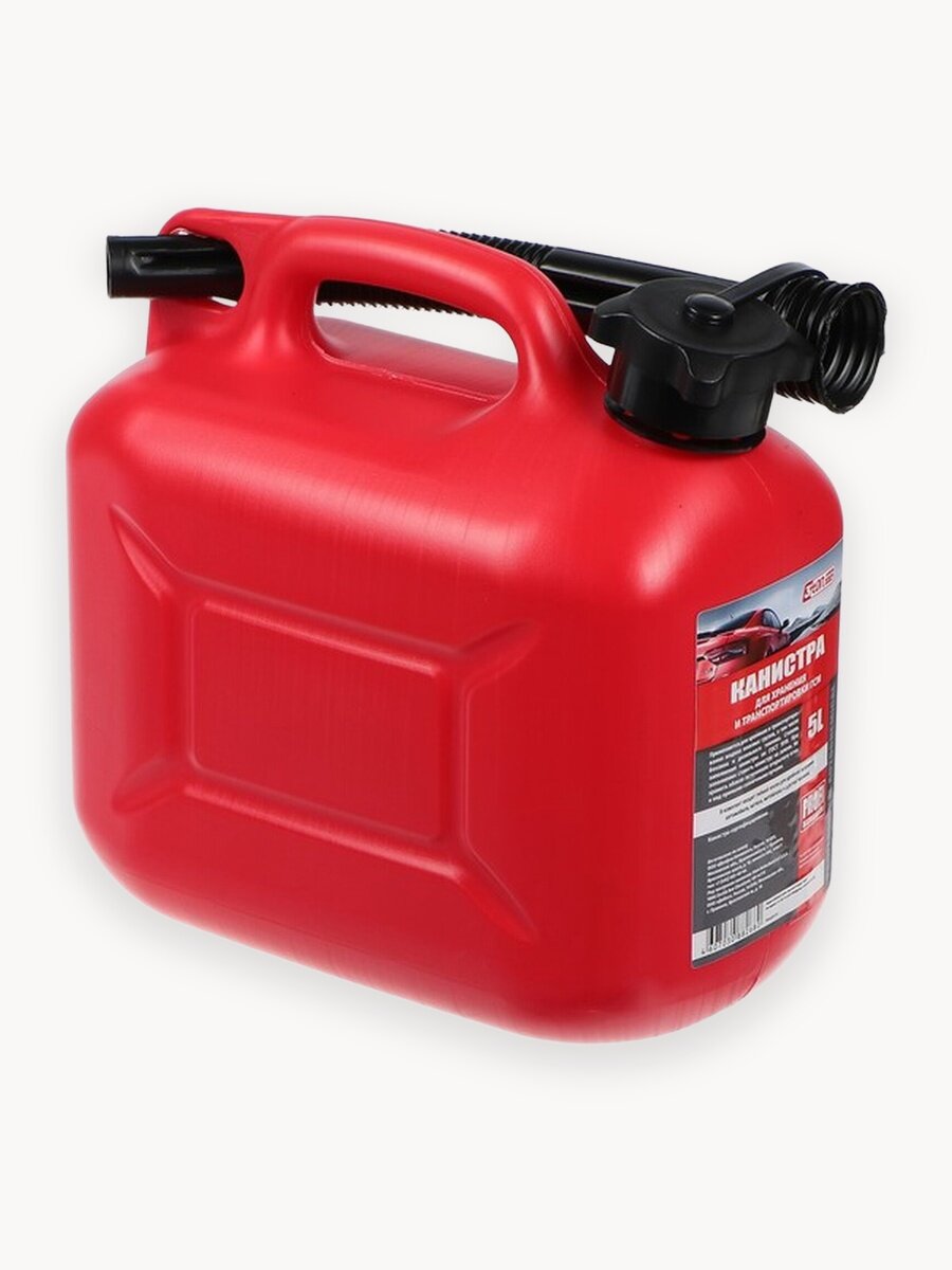 Канистра 3ton PROFI, красная для топлива + крышка и лейка, 5 л