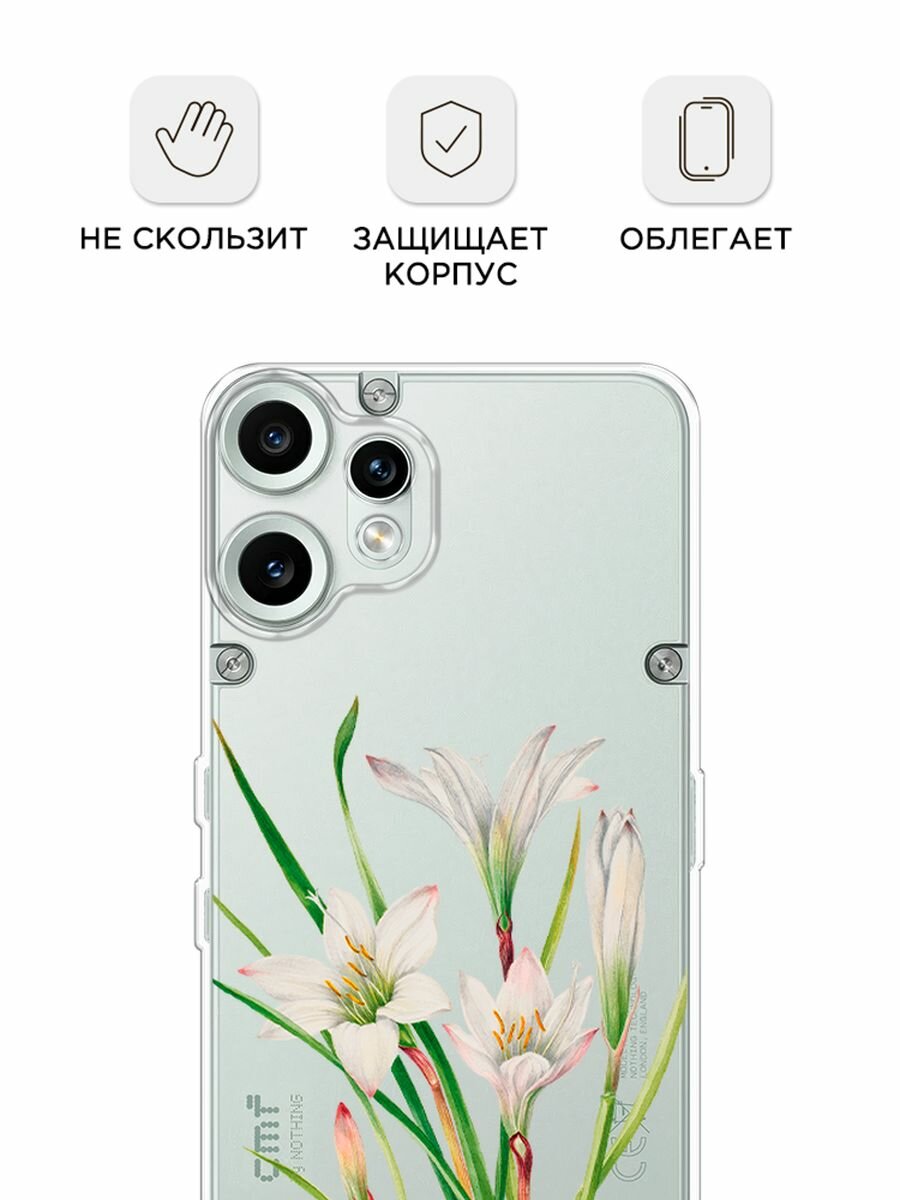 Чехол на CMF Phone 2 Pro / CMF Фон 2 Про с принтом "White lily", прозрачный — фото 1