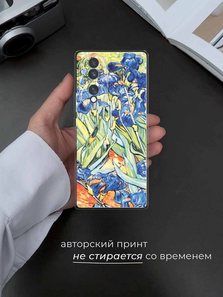 Силиконовый чехол на Honor 70 / Хонор 70 с принтом "Ирисы Ван Гог" — фото 1