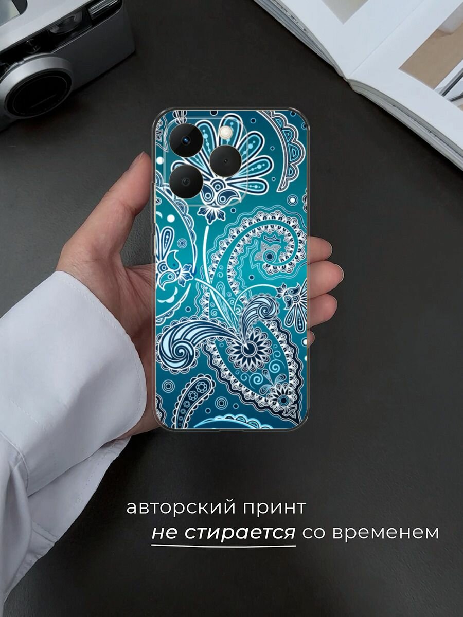 Силиконовый чехол на Realme 15T / Реалми 15Т с принтом "Узоры на синем" — фото 1