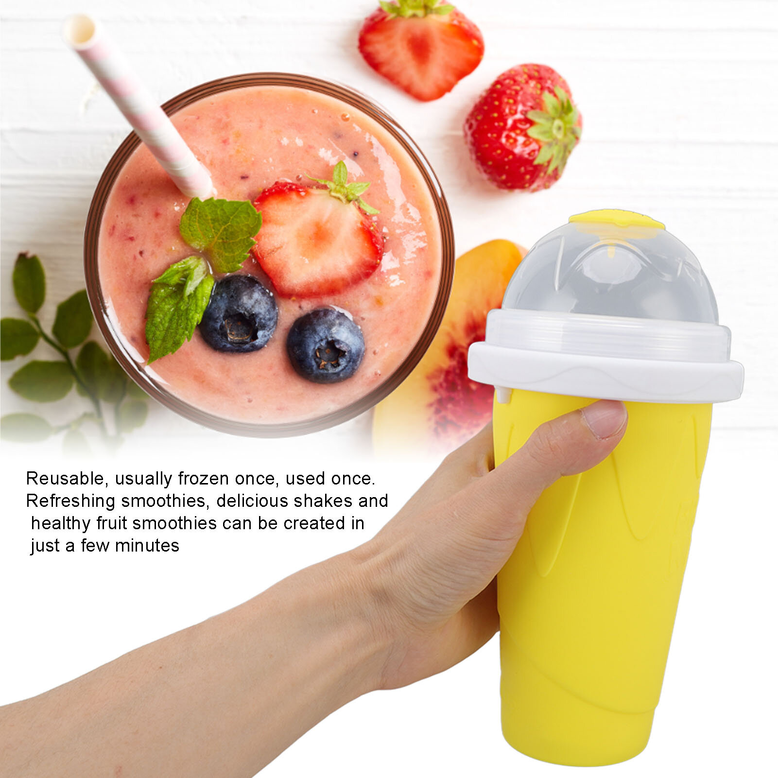 Чашка для быстрого смузи Быстрозамороженная чашка для смузи Домашний молочный коктейль Мороженое для семьи Желтый