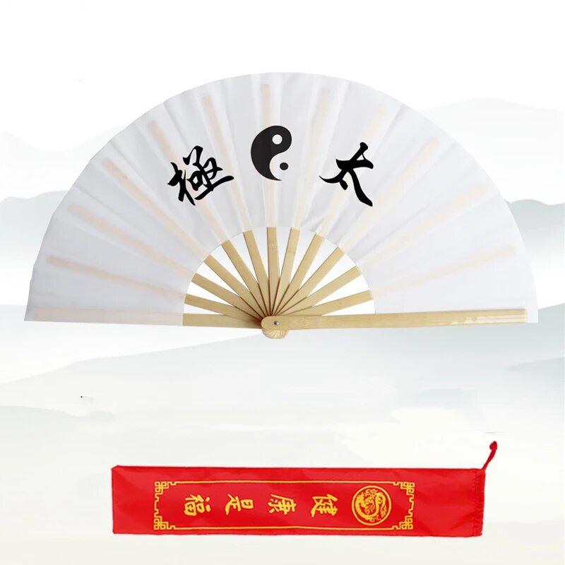 Отличный китайский тай-чи, кунг-фу, кольцевой веер, выбранный бамбуковый ребер, веер для танцевальных представлений, пара складных ручных вееров для боевых искусств A6 34cm right hand
