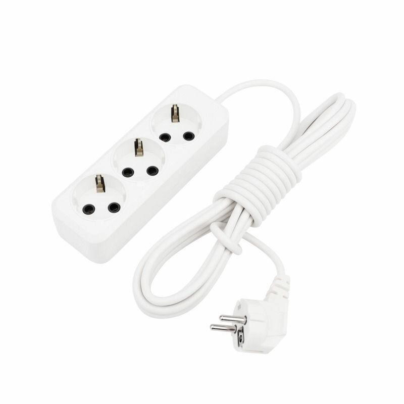 Удлинитель 3 гнезда, 5м, 3х1,0мм, с/з, белый REXANT