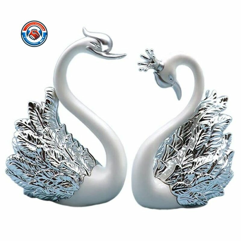 Фигурки лебедей для торта, свадебные и рождественские украшения, белые пластиковые декоративные аксессуары для праздничного стола, набор из 2 штук