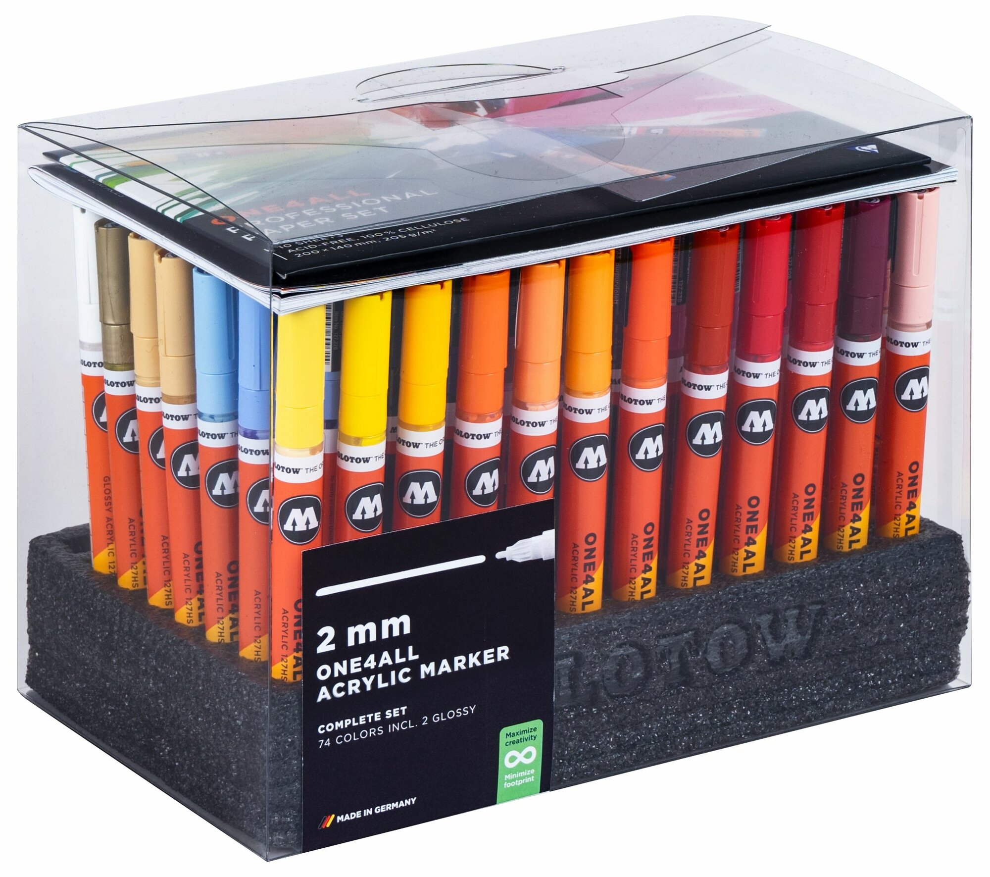 Набор акриловых маркеров Molotow ONE4ALL 127HS Complete Set 74 штуки 2 мм