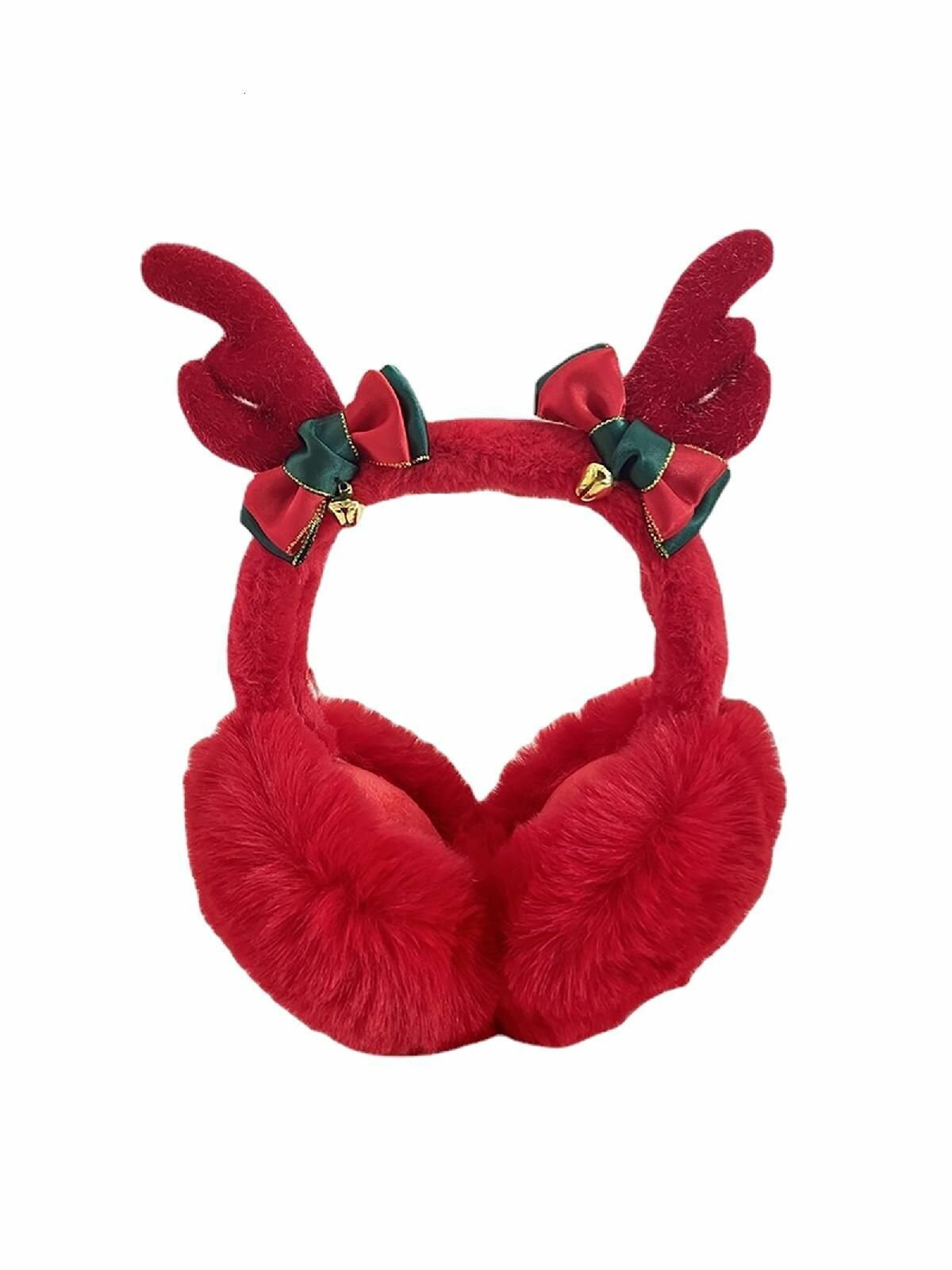 Наушники меховые, Складные плюшевые наушники Christmas antlers_Красный