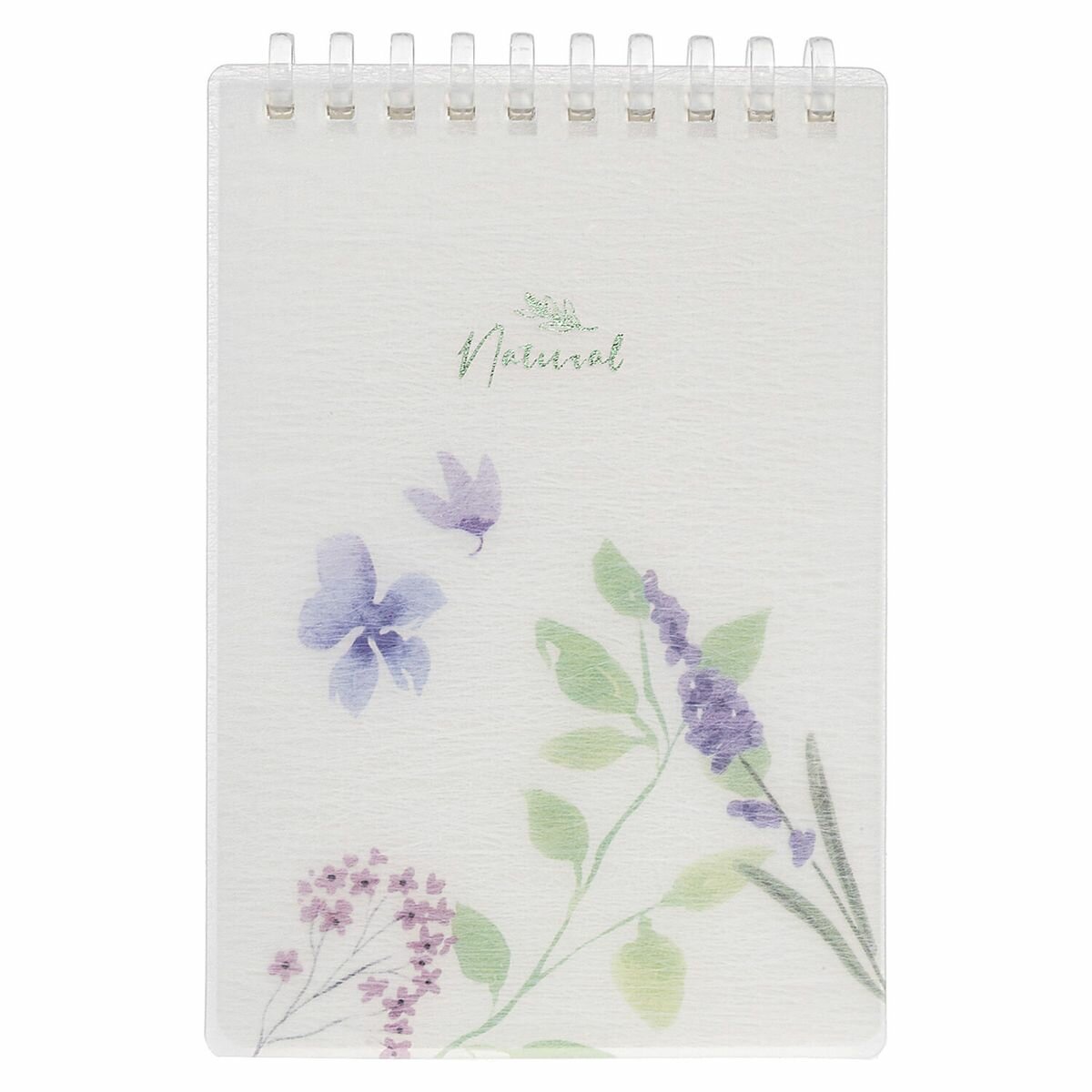 Блокнот малый формат А6 80 л, мягкий гребень, пластик, фольга, клетка, HATBER, BLUE FLOWERS, 090245 (80Б6A1мс_33478)