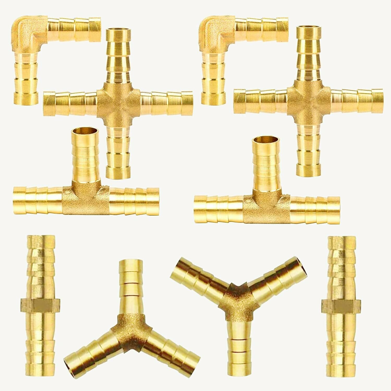 Набор из 10 латунных соединителей для шлангов диаметром 8 мм, T, Y, 1, 7, крестообразные соединители