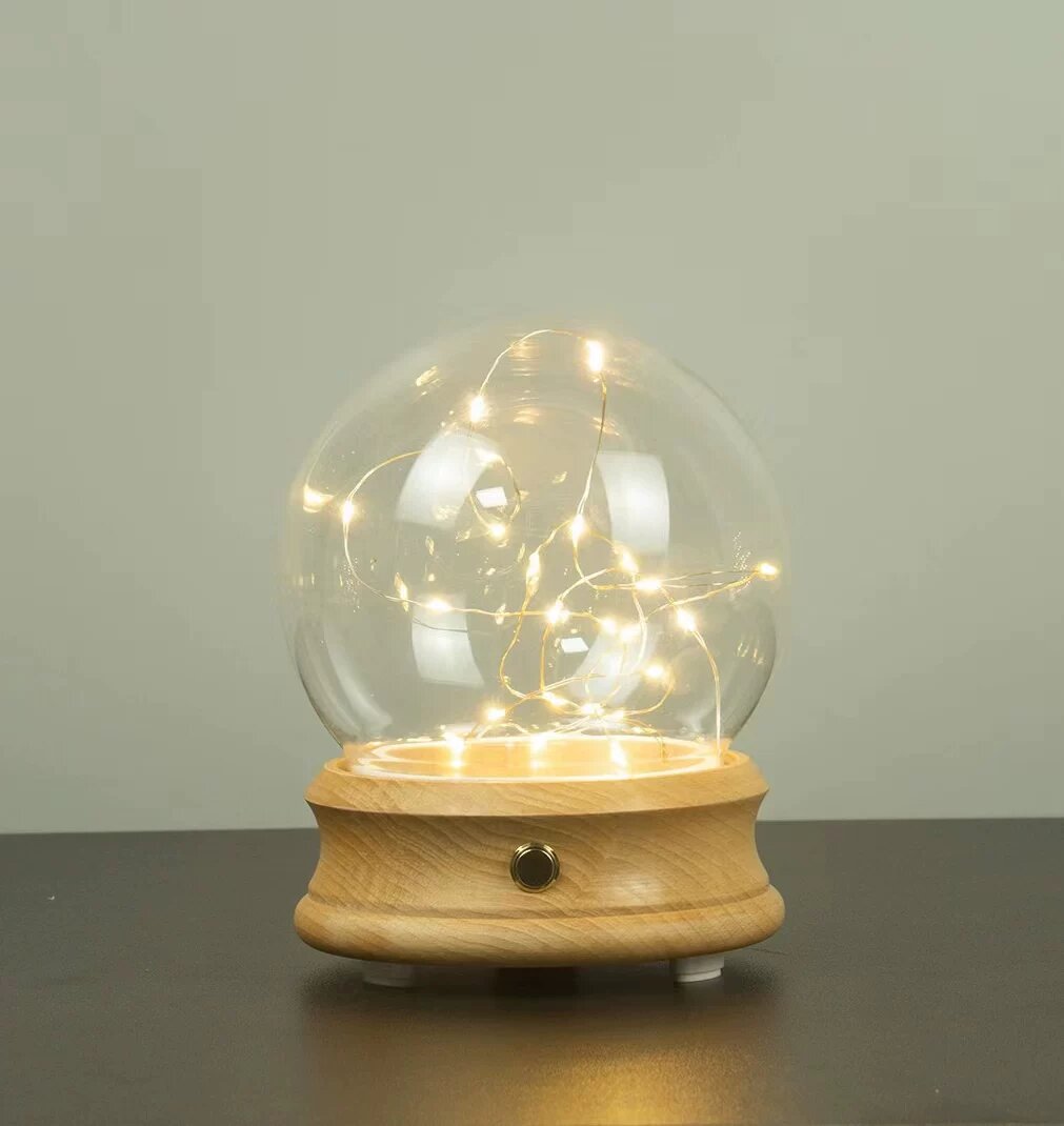 Подарочная коробка с деревянным основанием сферической формы для DIY музыкального шара со стеклянной крышкой и