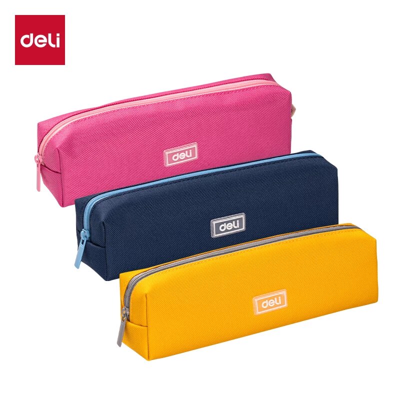 Маленький квадратный пенал Deli, вместительная сумка для канцелярских принадлежностей, тканевая сумка для мальчиков и