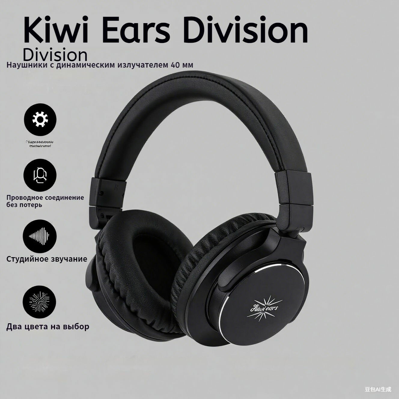 Kiwi Ears Наушники проводные Kiwi Ears Division, 3.5 мм, 4.4 мм, черный, серый