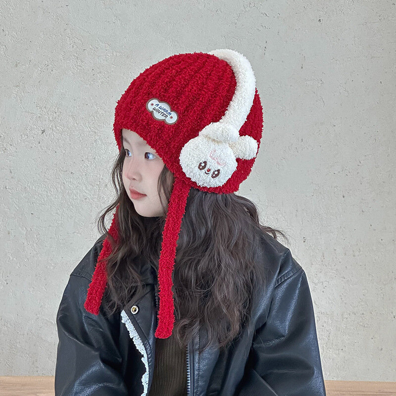 Новая вязаная шапка для младенцев с защитой ушей, корейская детская шапка, зимняя новая милая ветрозащитная теплая вязаная шапка
