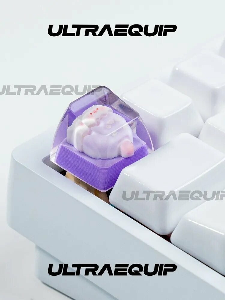 Кейкапы для механической клавиатуры Колпачки Artisan Клавиша "Розовая Кошка": 1U ESC, смола, подсветка, ручная работа, для MX Switch