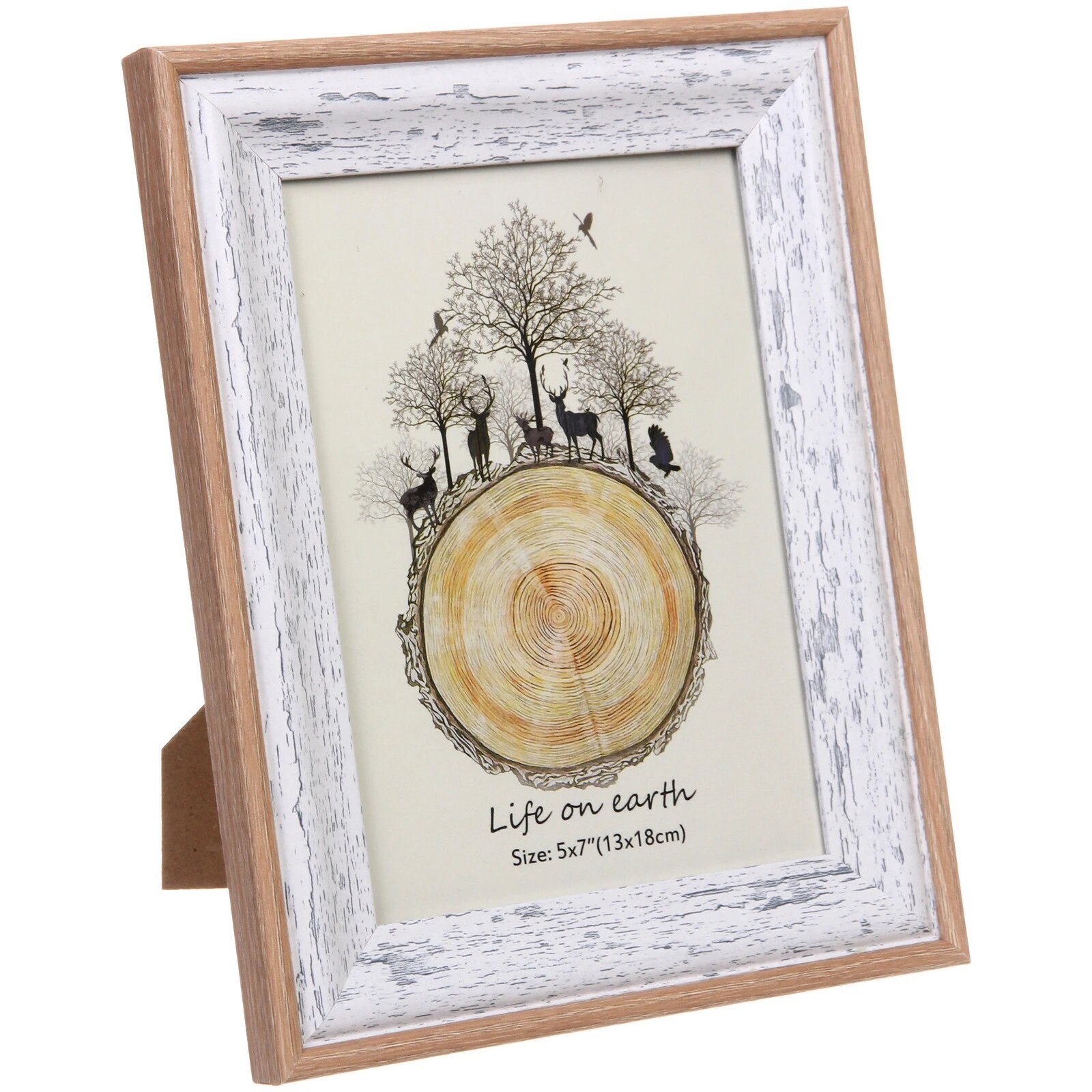 Фоторамка настольная 13x18 см (5x7") «Лиссабон», цвет серый, фактура под дерево, с подставкой