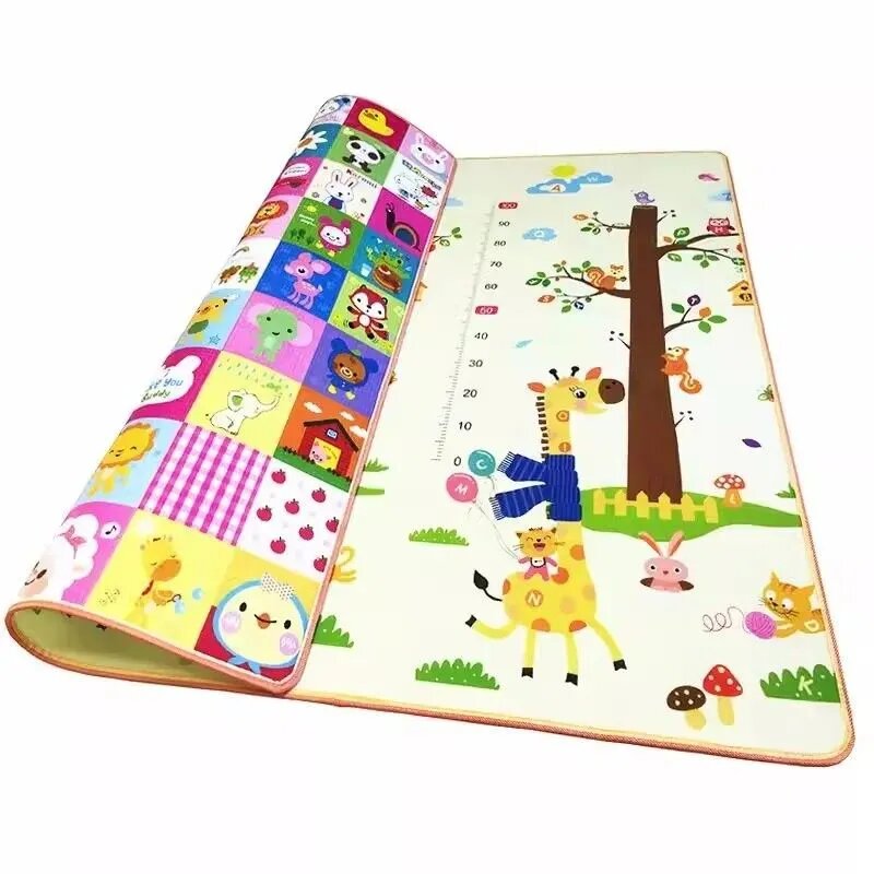 Игровой коврик детский двусторонний рулонный 150x180x0,5 см для детей от 3 до 7 лет, бежевый