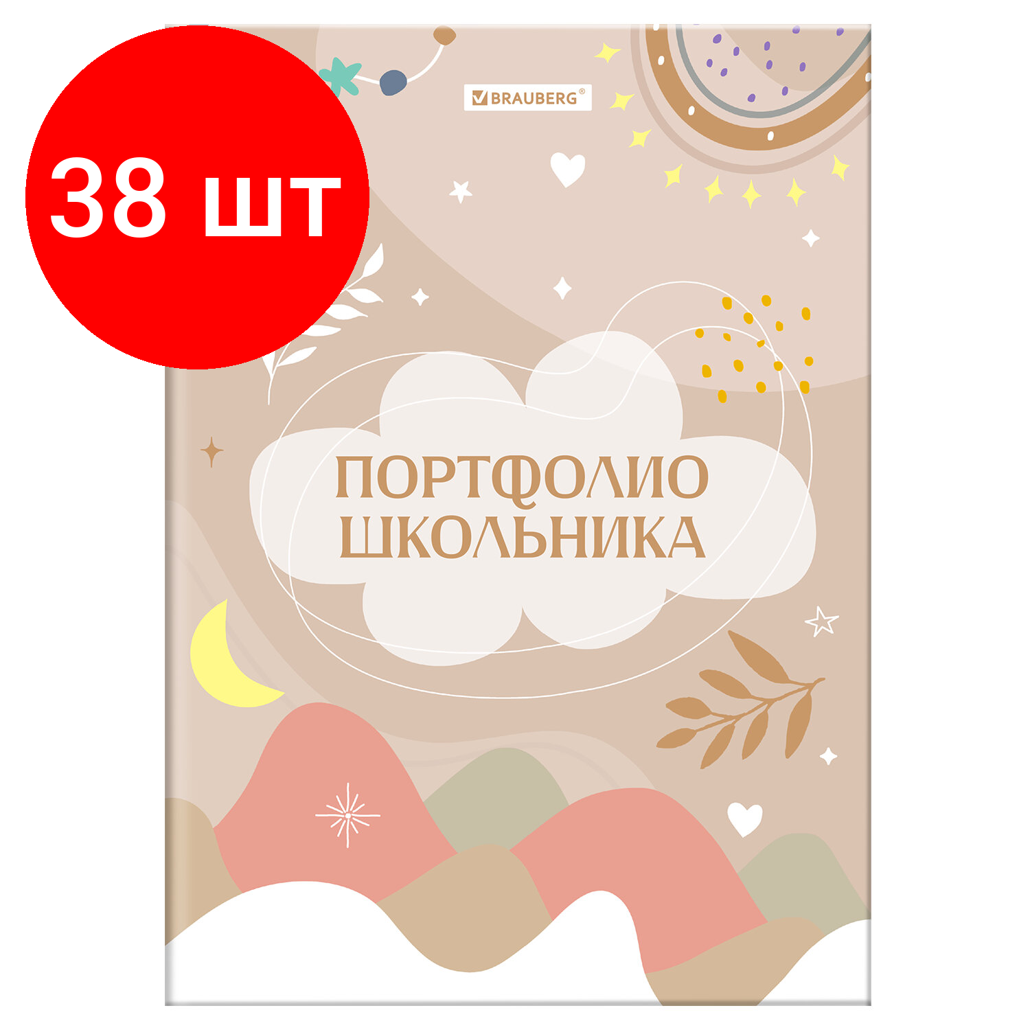 Комплект 38 шт, Листы-вкладыши для портфолио школьника, 30 разделов, 32 листа, школьное портфолио, BRAUBERG, 116369