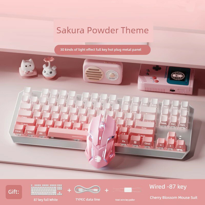 Беспроводной комплект клавиатуры и мыши Forerunner Mist Peach Gradient с тремя режимами подключения (Bluetooth), с