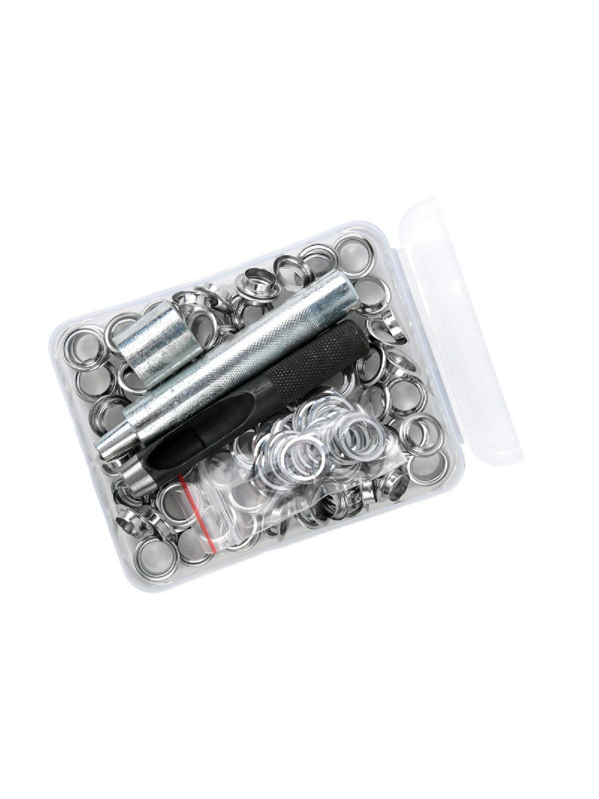 Комплект люверсов 6/8/10 мм с инструментом для кожи и ткани, серебро 10 мм