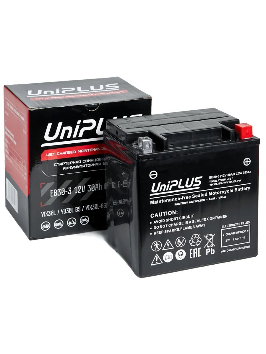 Аккумулятор Leoch UniPLUS EB30-3 12V 30Ач 385А обр. пол.