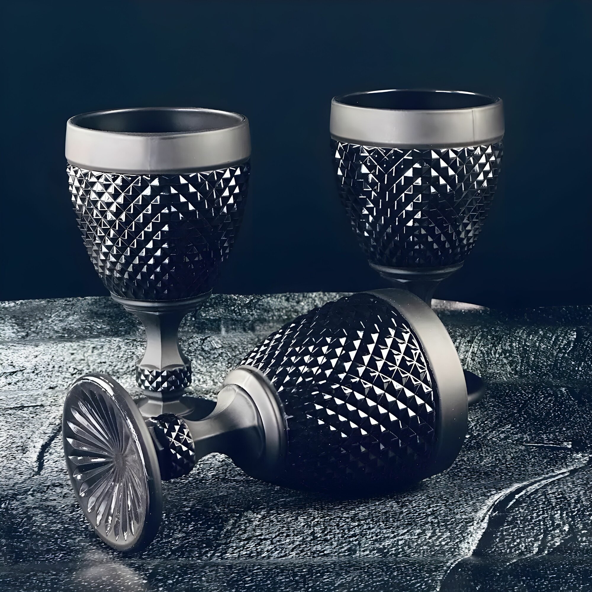 Набор из 6 черных бокалов 300 мл в подарочной упаковке Lenardi, цветное стекло