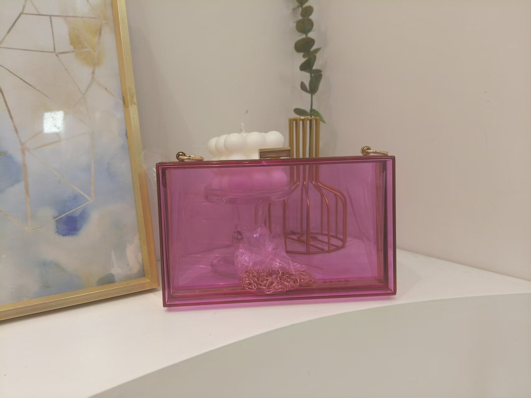 Горячая распродажаХит продаж за рубежом: акриловая женская сумка, маленькая квадратная сумка, летняя прозрачная сумка-коробочка ярких цветов, вечерняя сумка, сумка с цепочкой от производителя.