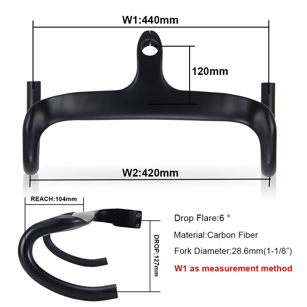 RXL SL Карбоновый дорожный руль 400/420/440 мм UD matte 440x120