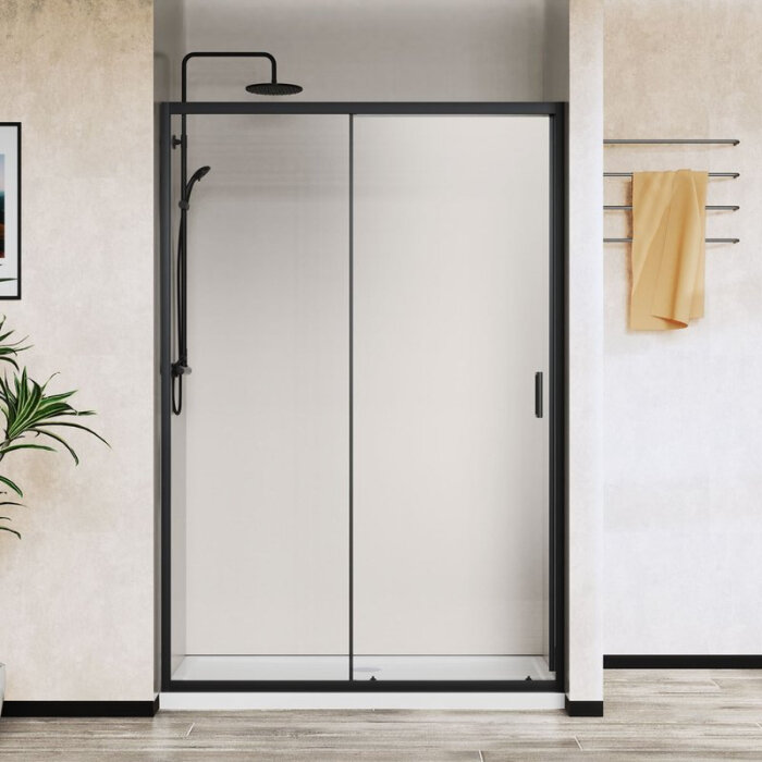 Душевая дверь в нишу Vincea City VDS-5CT150CLB 150 см, профиль черный матовый, стекло прозрачное
