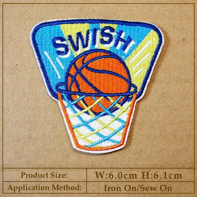 Нашивка баскетбольная "Swish" синяя, 6x6.1 см, Iron On/Sew On