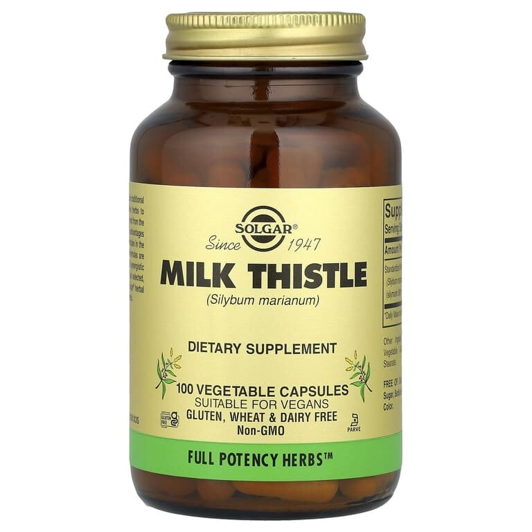 Solgar Milk Thistle, Расторопша 100 вегетарианских капсул