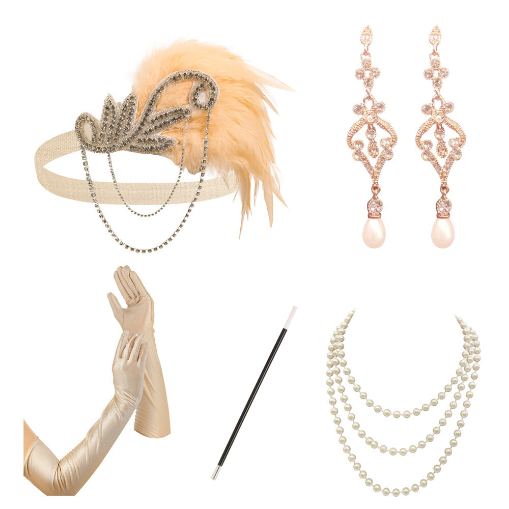 Женский головной убор для маскарада в стиле 1920-х годов, повязка на голову с перьями в стиле флаппер, аксессуар для вечеринки в стиле Гэтсби.
