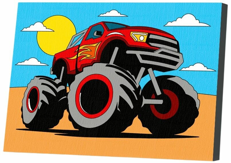 Картина по номерам "Закат в пустыне" на холсте с подрамником, раскраска для детей, набор для творчества, живописи и рисования, в комплекте морозостойкие краски 7 цветов, 15х21 см