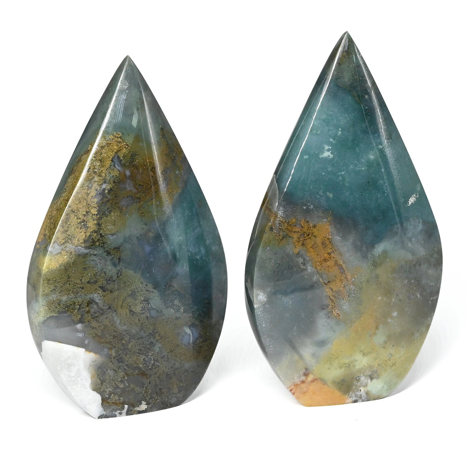 Кристалл из агата мохового "Свеча" 75*22*127мм .